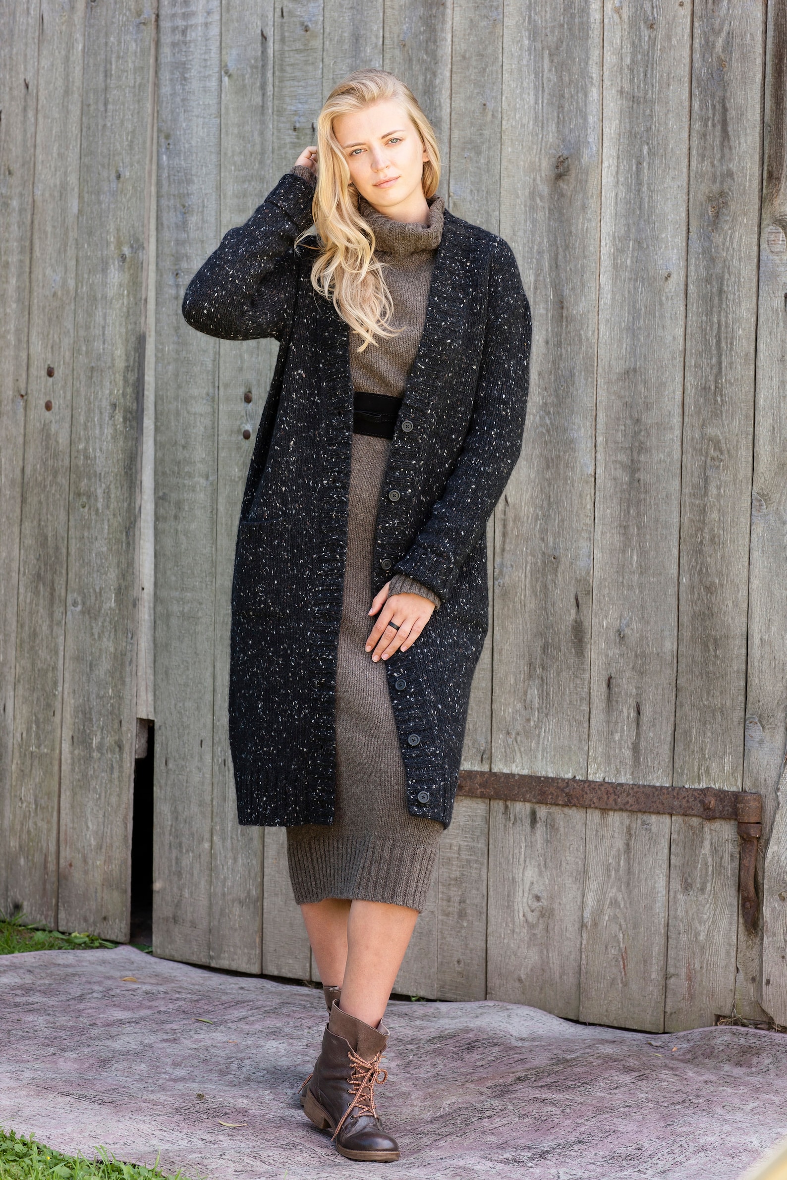 Long Tweed Cardigan, Thick Wool Cardigan, Button Down Winter Cardigan ...
