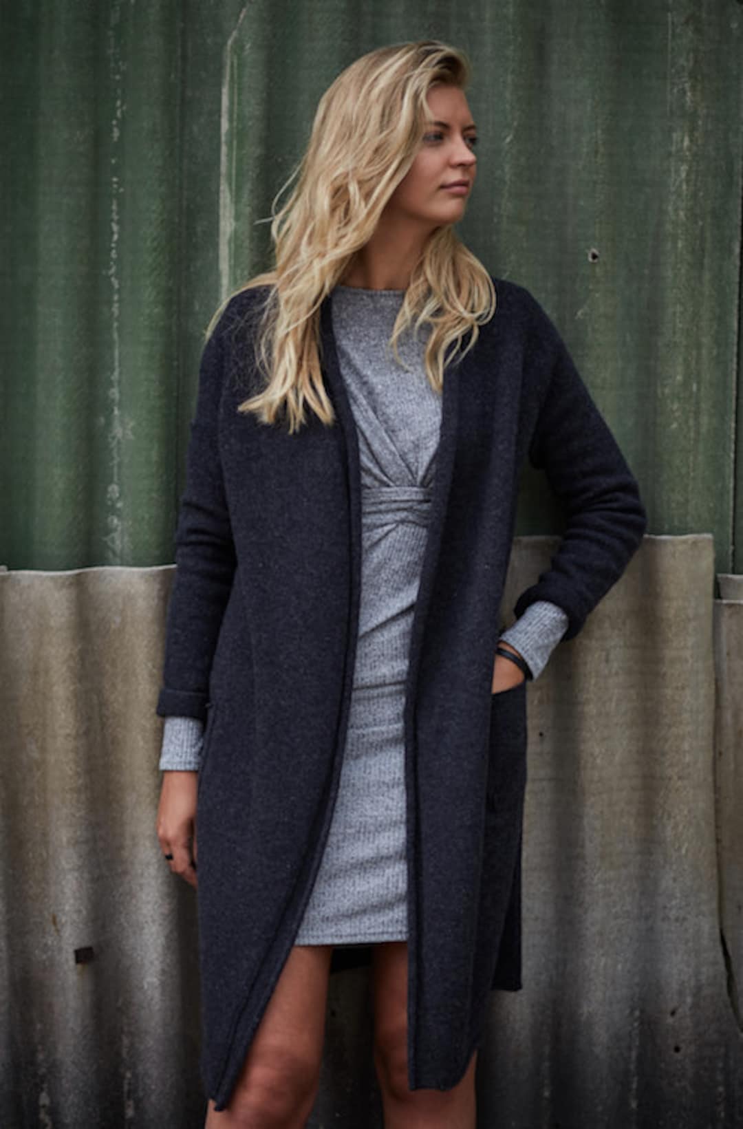 Long WOOL CARDIGAN, Long Wrap Cardigan, Grey Knitted Wool Jacket, Long ...