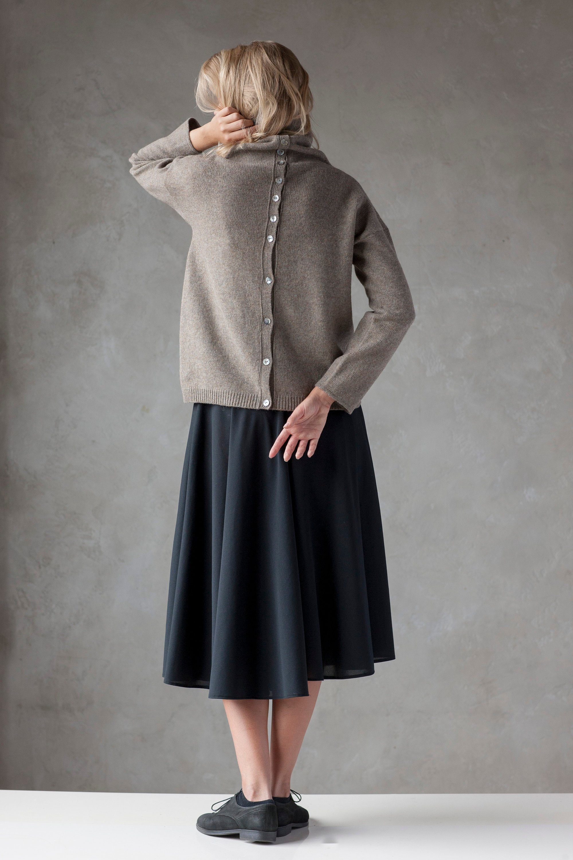 WOOL SWEATER Roll Neck Sweater Button Back Sweater Knitted - Etsy UK