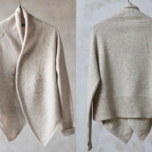 Wool Cardigan, Handmade Wool Wrap, Natural Light Wool Cardigan, Hand ...