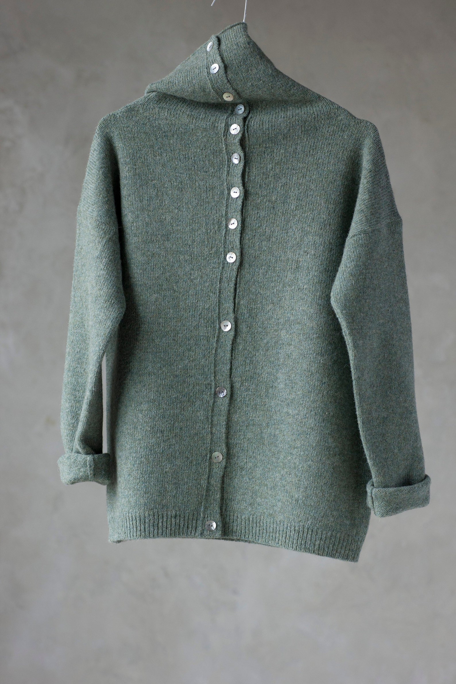 WOOL SWEATER Roll Neck Sweater Button Back Sweater Knitted - Etsy