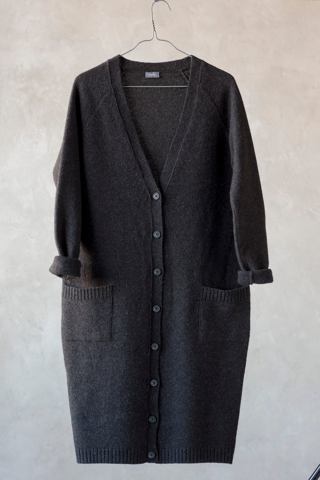 Long WOOL CARDIGAN, Handmade Wool Sweater, Long Wool Button up Cardigan ...