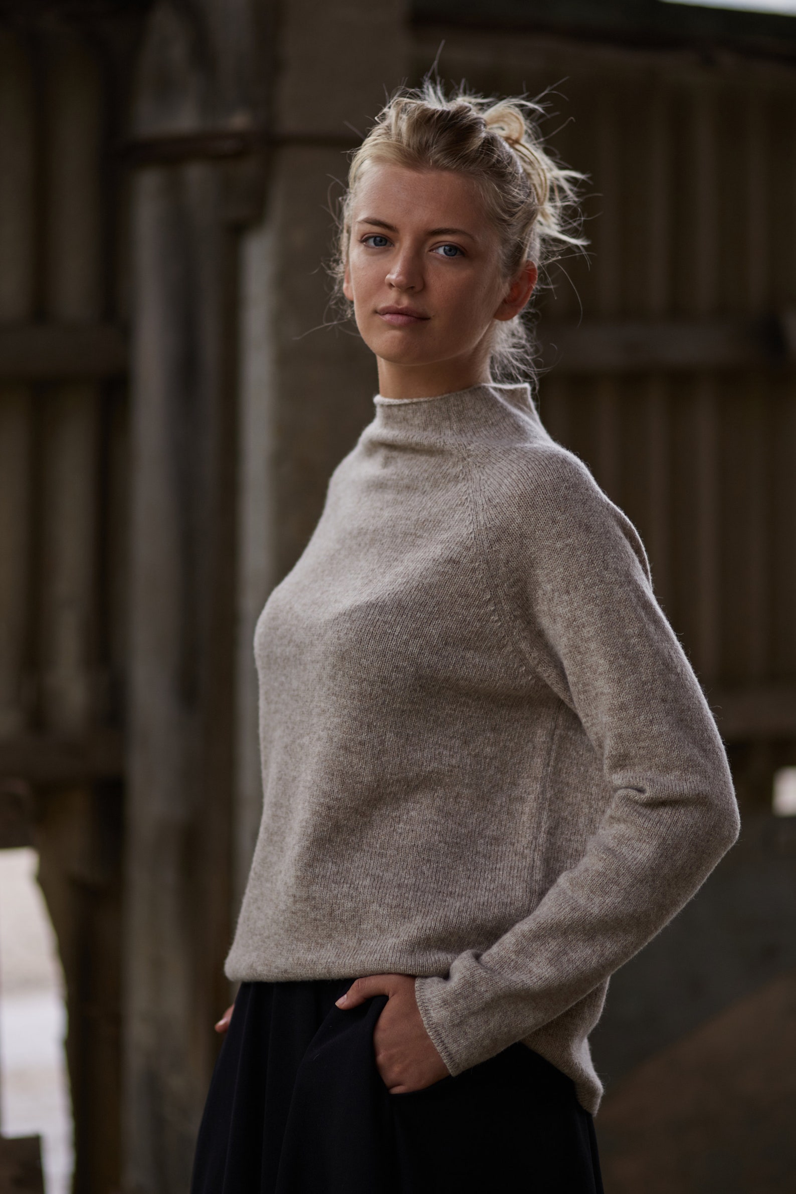 WOOL SWEATER, Knitted Sweatshirt, Stand up Collar Sweater, Women ...