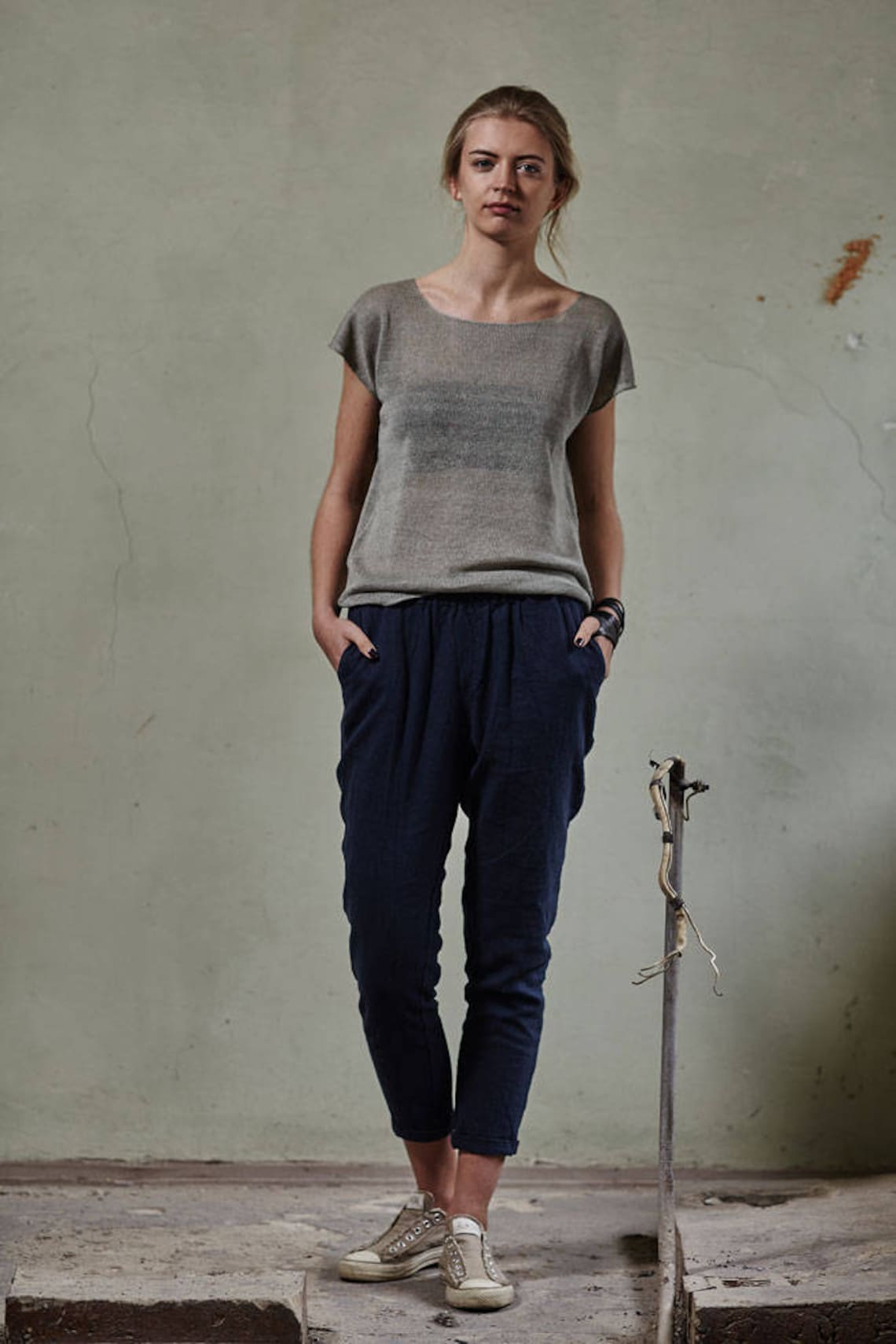 Linen Top Knit Linen T Shirt Linen Tee Knitted Oversized - Etsy