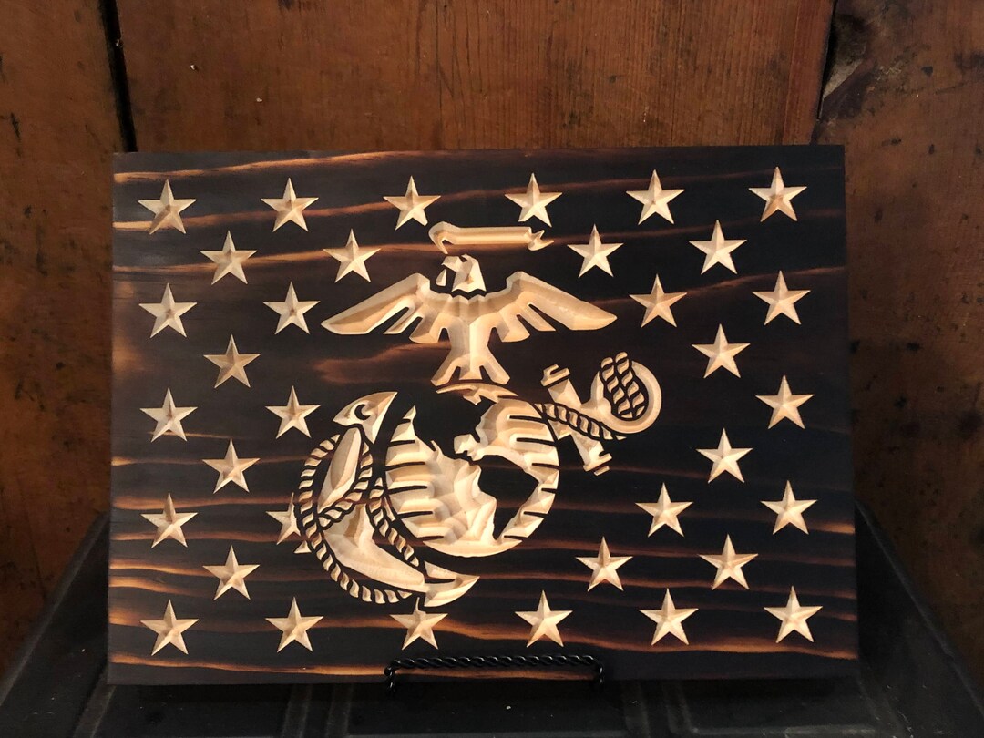 USMC, Wooden Stars With Engraved USMC Emblem - Etsy