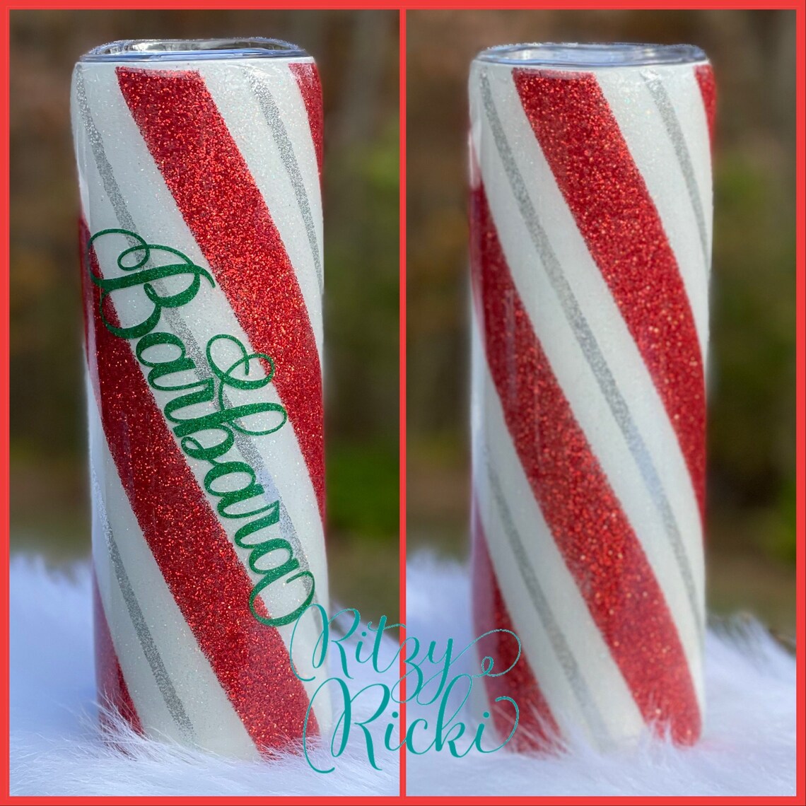 Custom Three-color Candy Cane Glitter Tumbler | Etsy