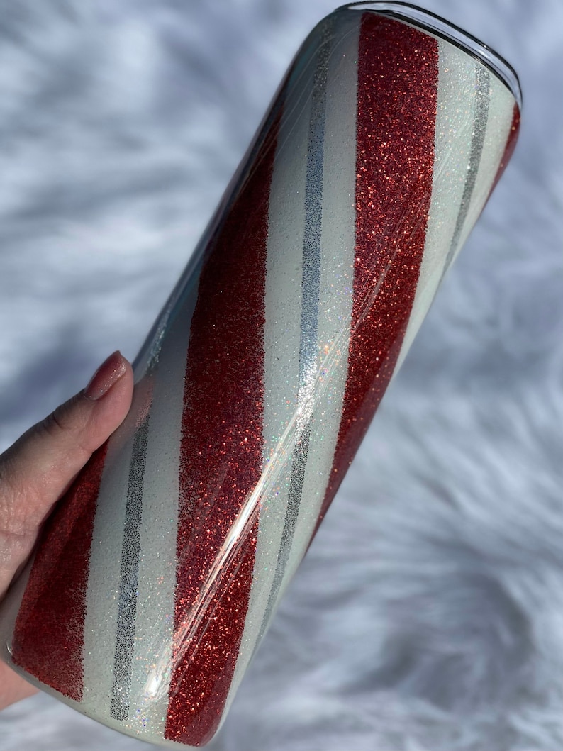 Custom Three-color Candy Cane Glitter Tumbler | Etsy