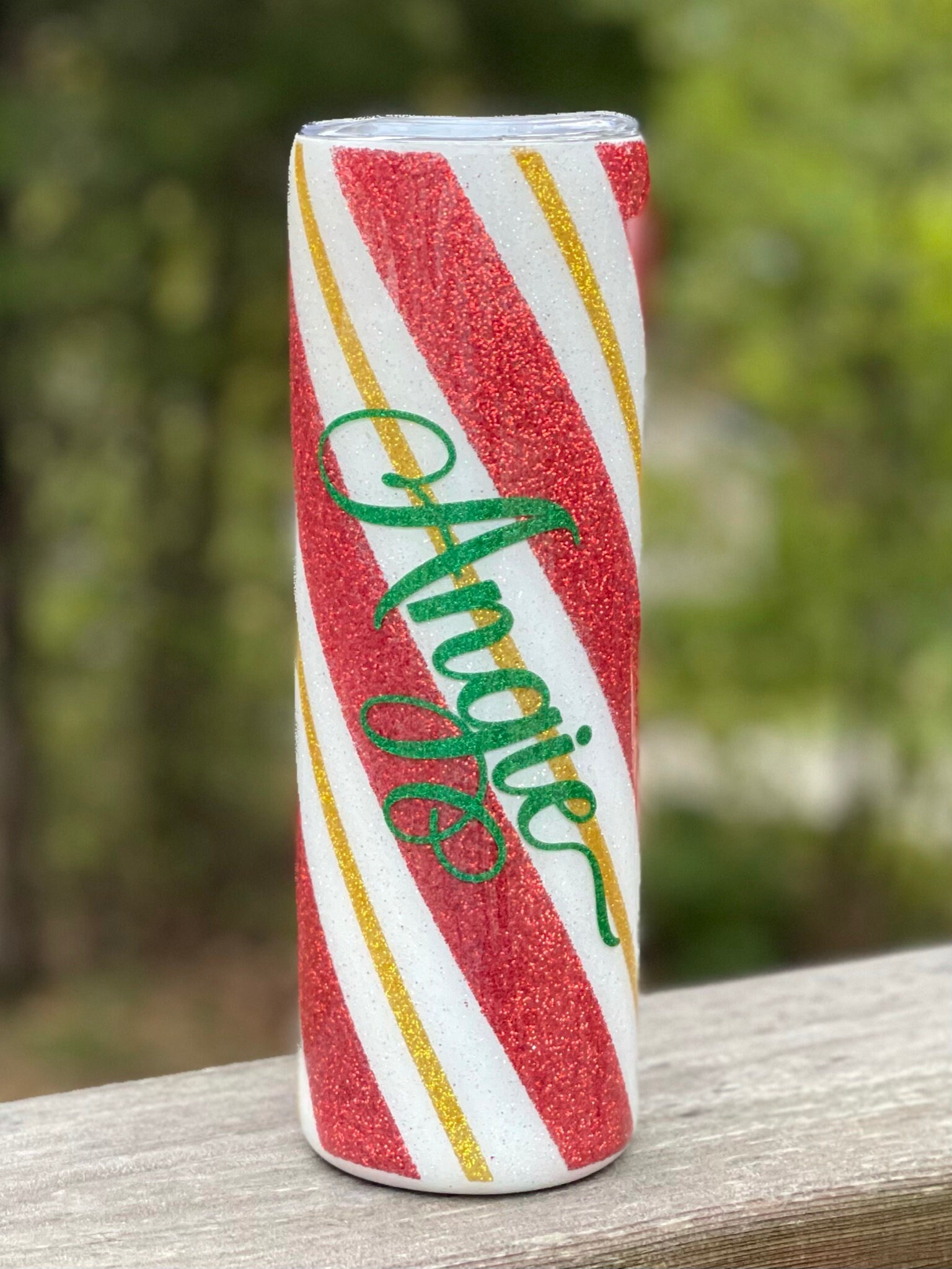 Custom Three-color Candy Cane Glitter Tumbler - Etsy