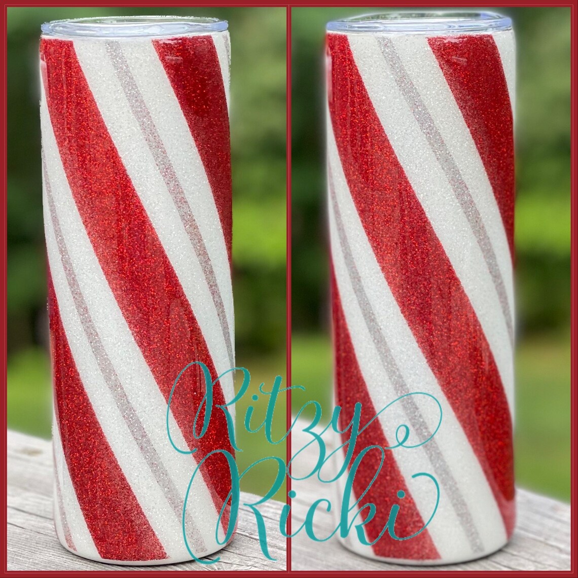 Custom Three-color Candy Cane Glitter Tumbler | Etsy