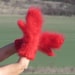 FUZZY Mohair Mittens BRIGHT RED Handmade Warm Hand Knitted Hand Warmers ...