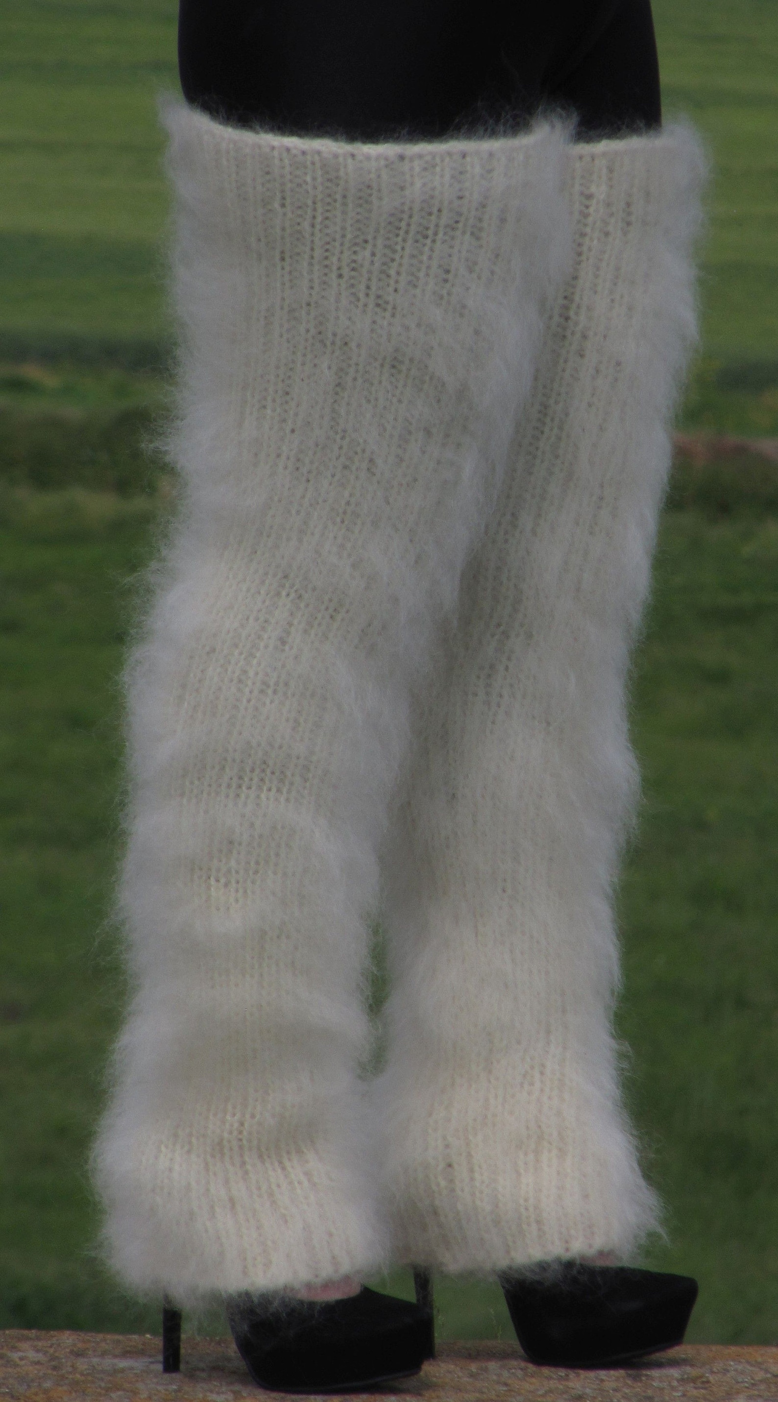 FUZZY Mohair Hand Knitted IVORY Gaiters LEGWARMERS Legging - Etsy
