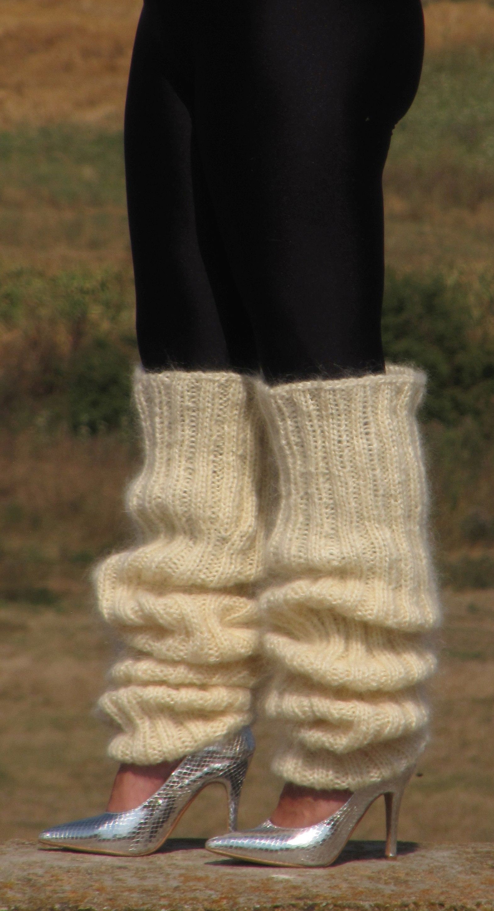 MOHAIR Hand Knitted CREAM Gaiters LEGWARMERS Legging Spats - Etsy UK