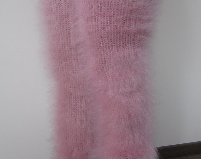 FUZZY Mohair Hand Knitted POWDER Gaiters LEGWARMERS Legging Spats ...