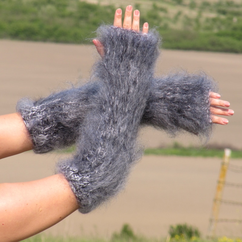 White Fuzzy Fingerless Gloves - Etsy