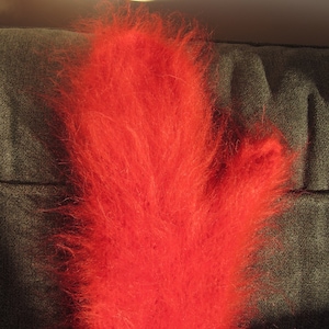 FUZZY Mohair Mittens BRIGHT RED Handmade Warm Hand Knitted Hand Warmers ...