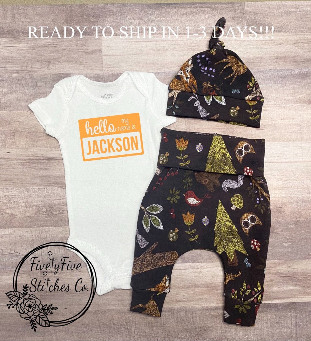 Baby Boy Coming Home Outfit Boy Going Home Outfit Boy Woodland Animals ...