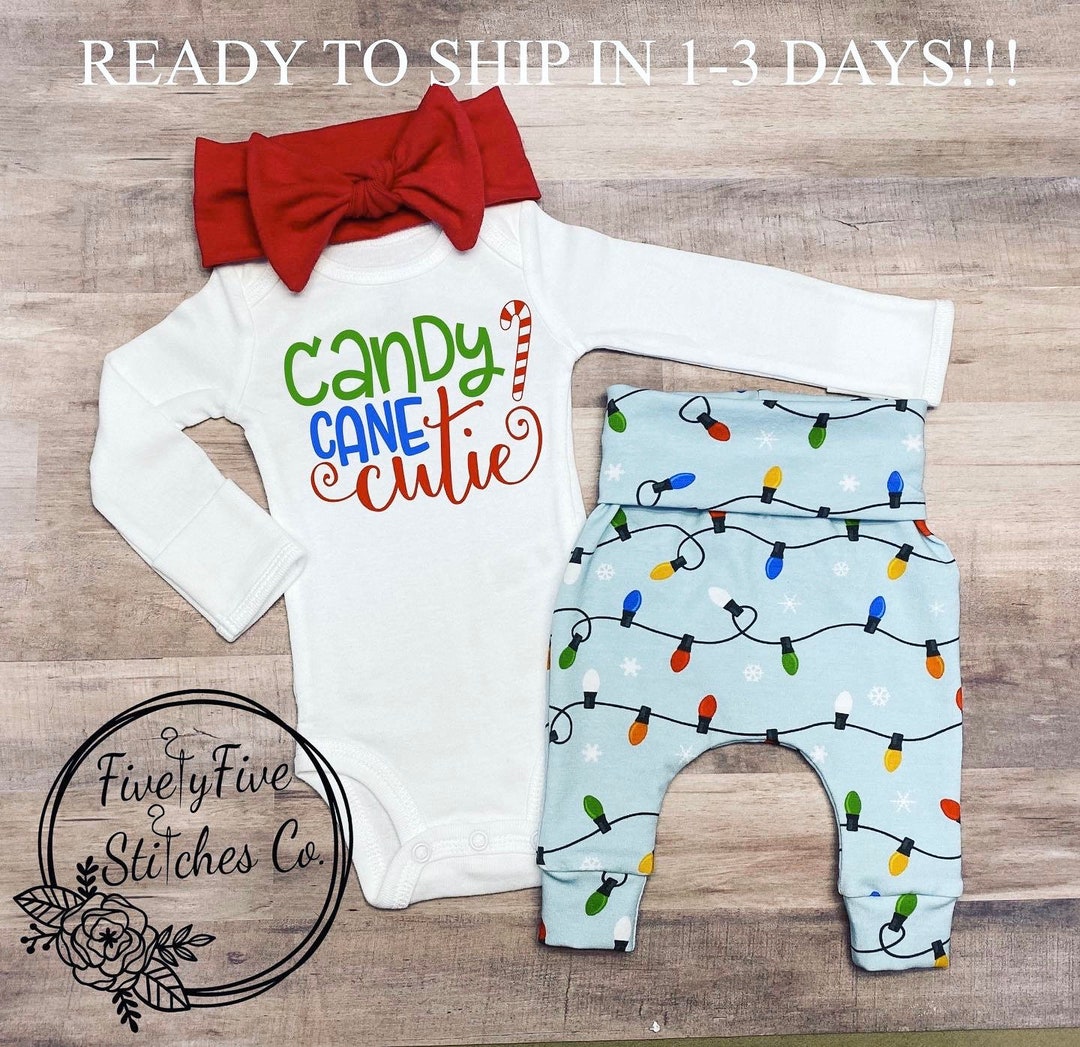 Baby Girl Christmas Outfit Newborn Christmas Girl Candy Cane Cutie Baby ...