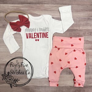 Mommy and Daddys Valentine Baby Girl Valentine Outfit First Valentine Outfit Girl Newborn ...