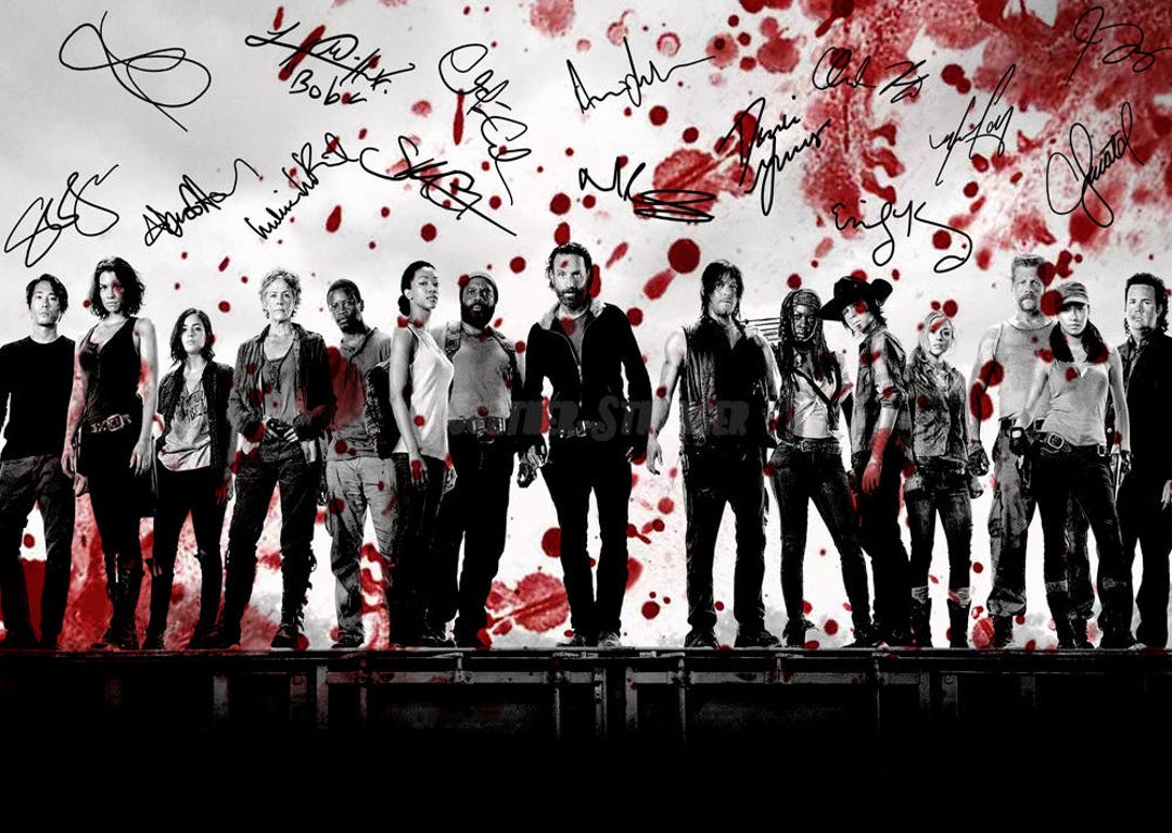 The Walking Dead Cast Blood Art Pre Signed Photo Print Poster - 12x8 ...