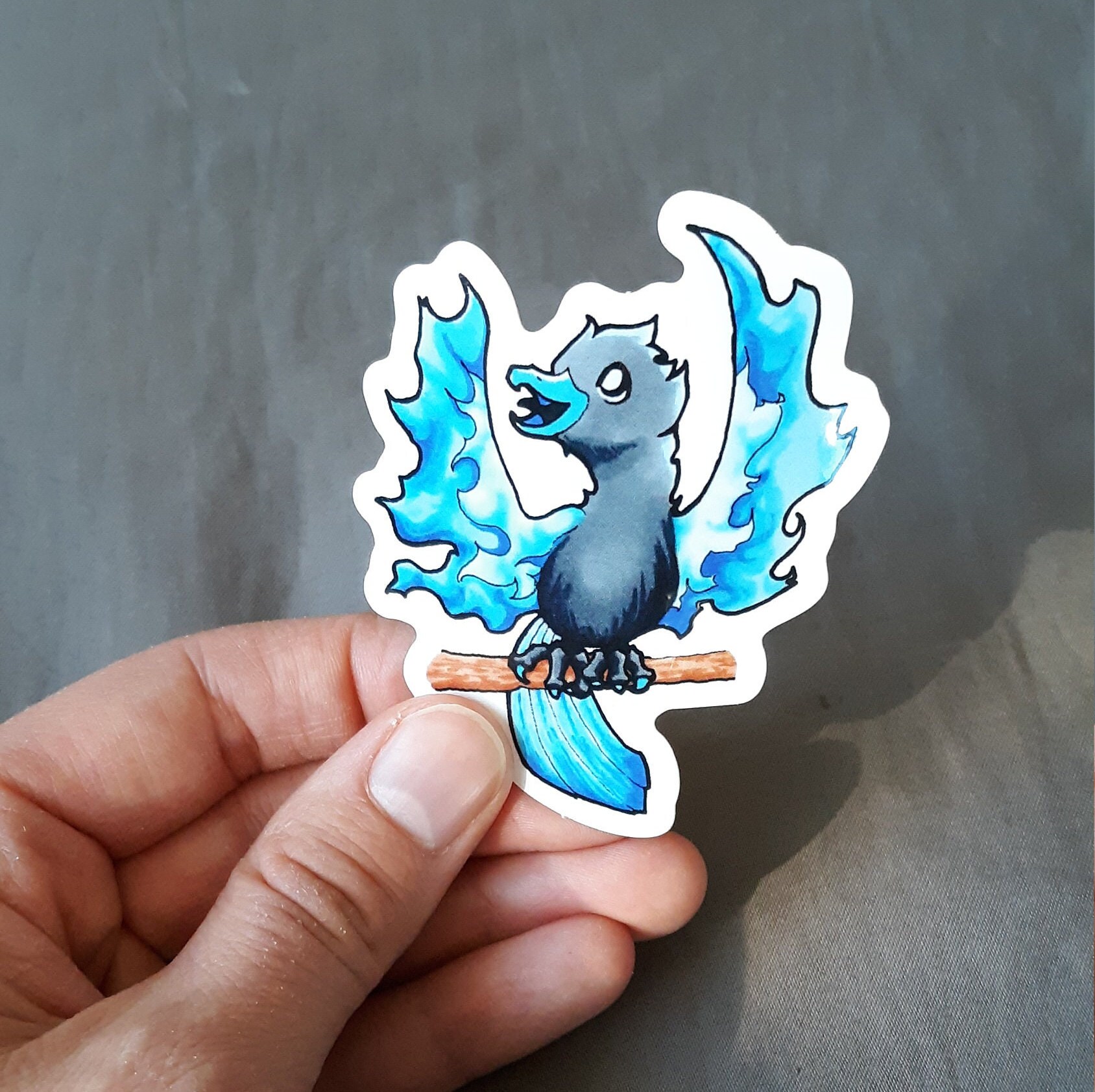 3" Blue Flame Phoenix Sticker - Etsy