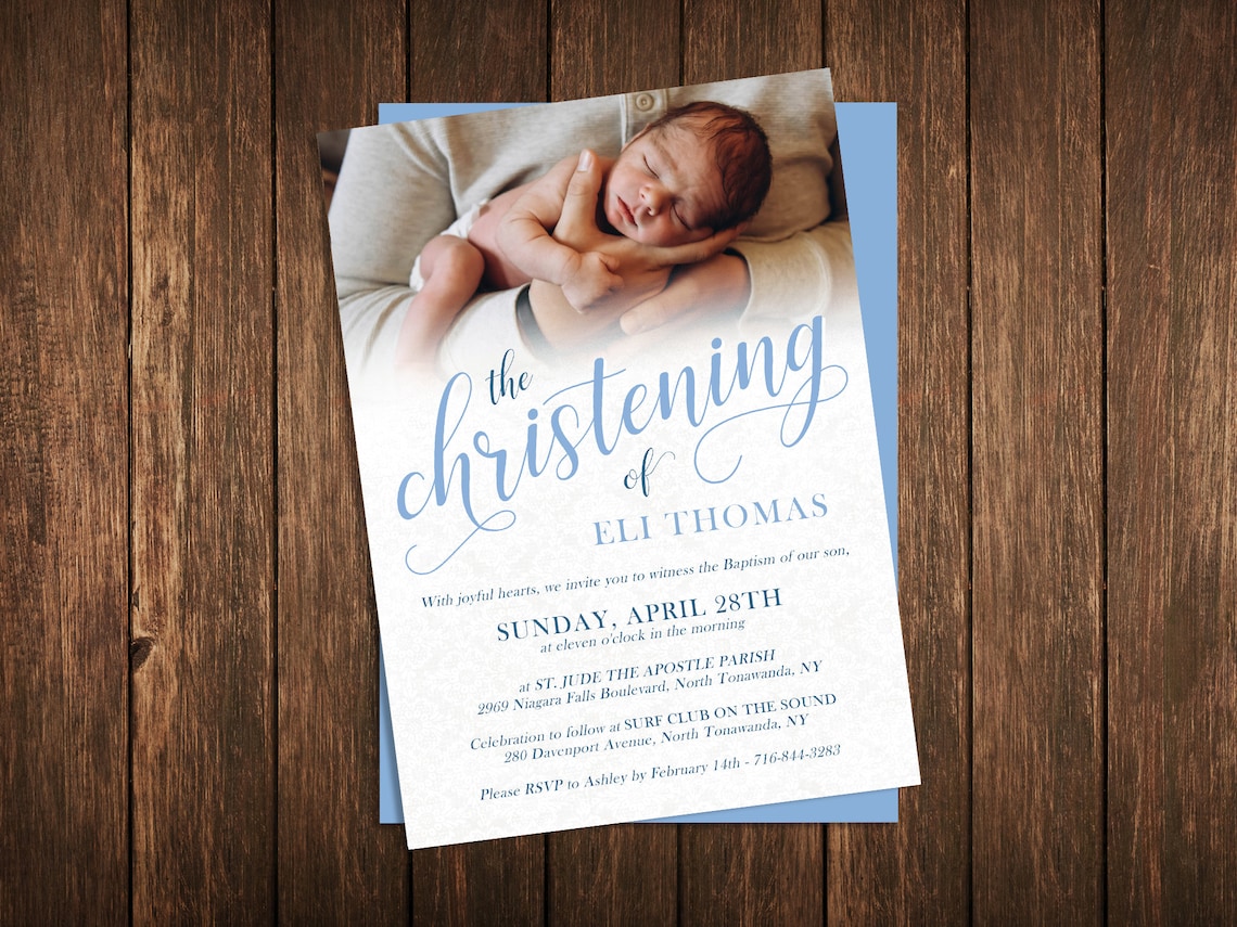 Baby Boy Baptism/christening Invitation Template | 100% Editable Text ...