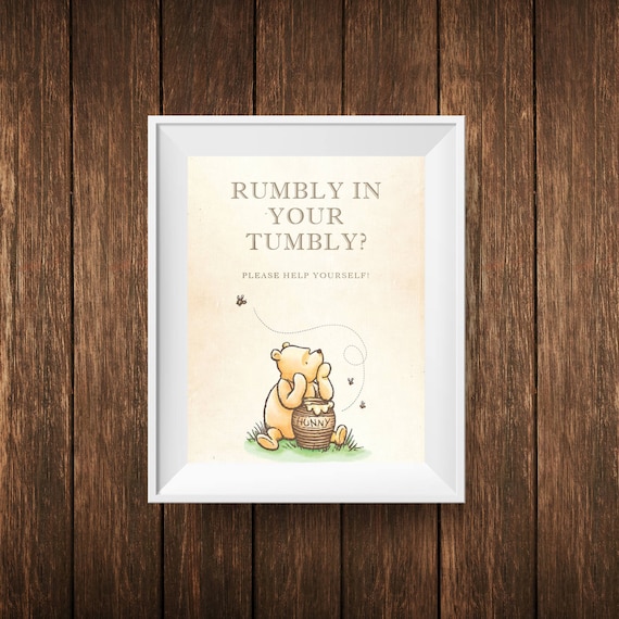 PRINTABLE Classic Pooh Quote 'rumbly in Your Tumbly' - Etsy