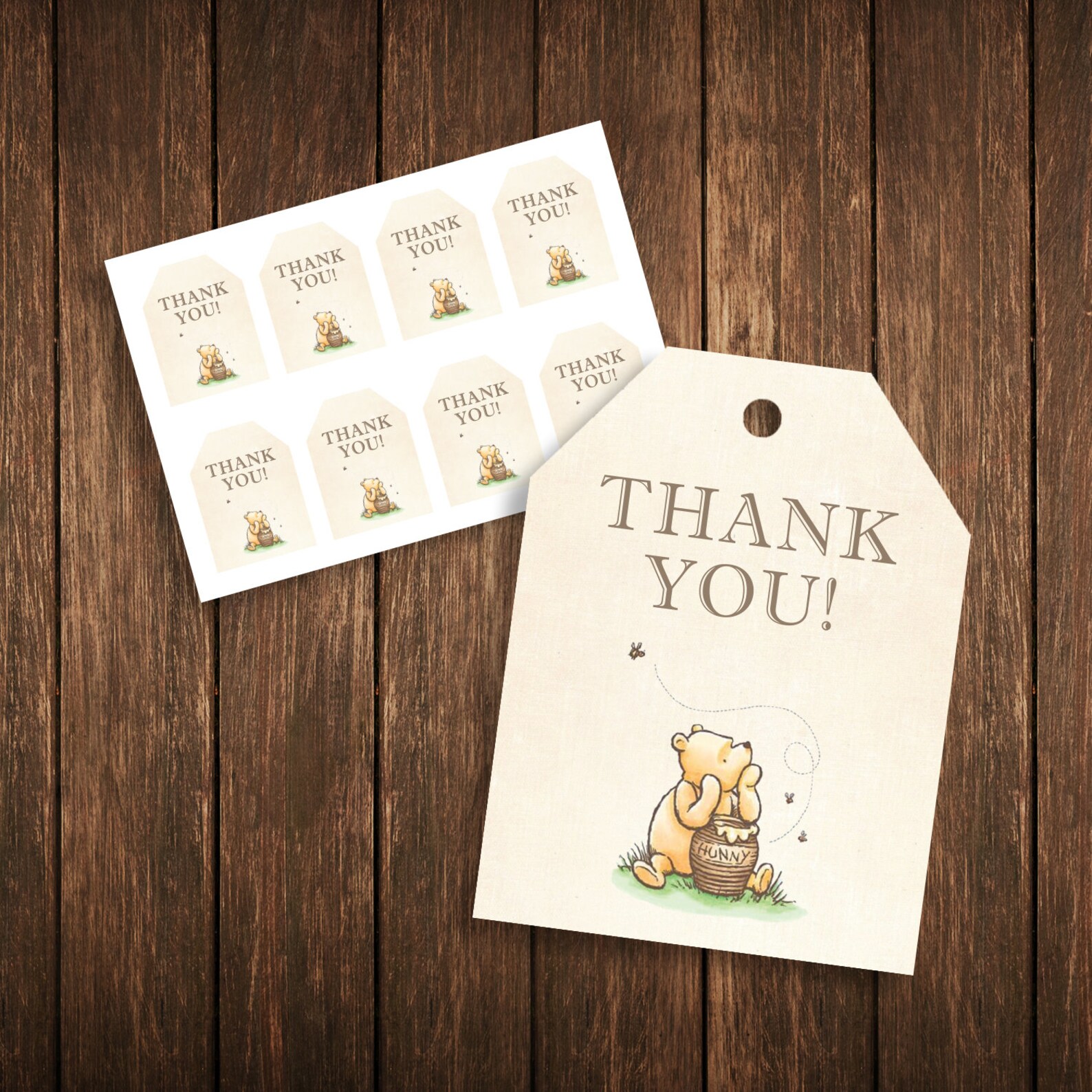 PRINTABLE Classic Pooh Quote Thank You Favor Tags Baby - Etsy