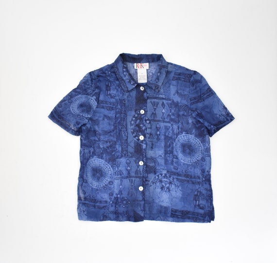 90s vintage SHEER BLUE abstract zebra print abalone b… - Gem