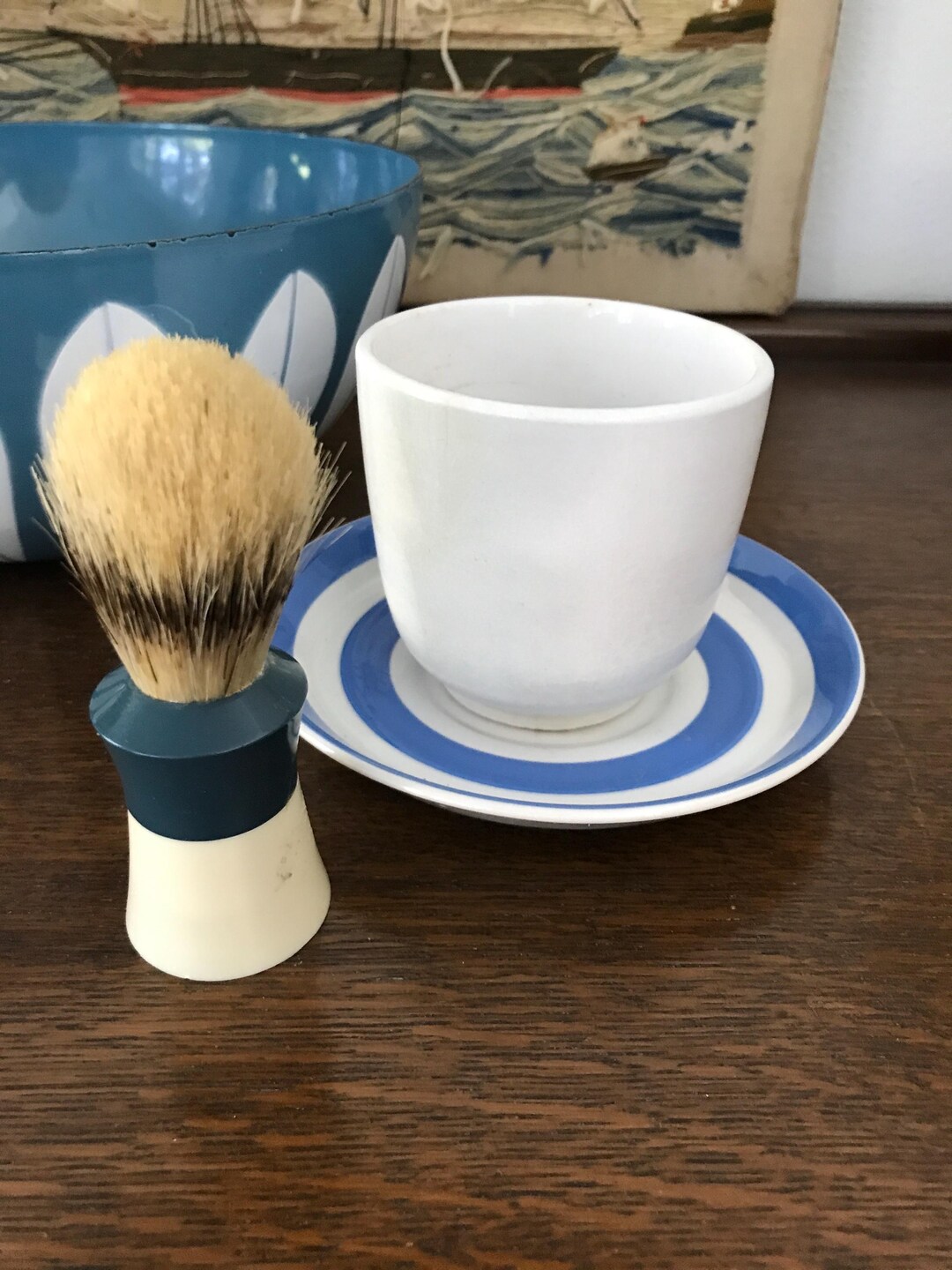 Vintage Shaving Set / 3 Piece Shaving Set / Brush With Ironstone Cup ...