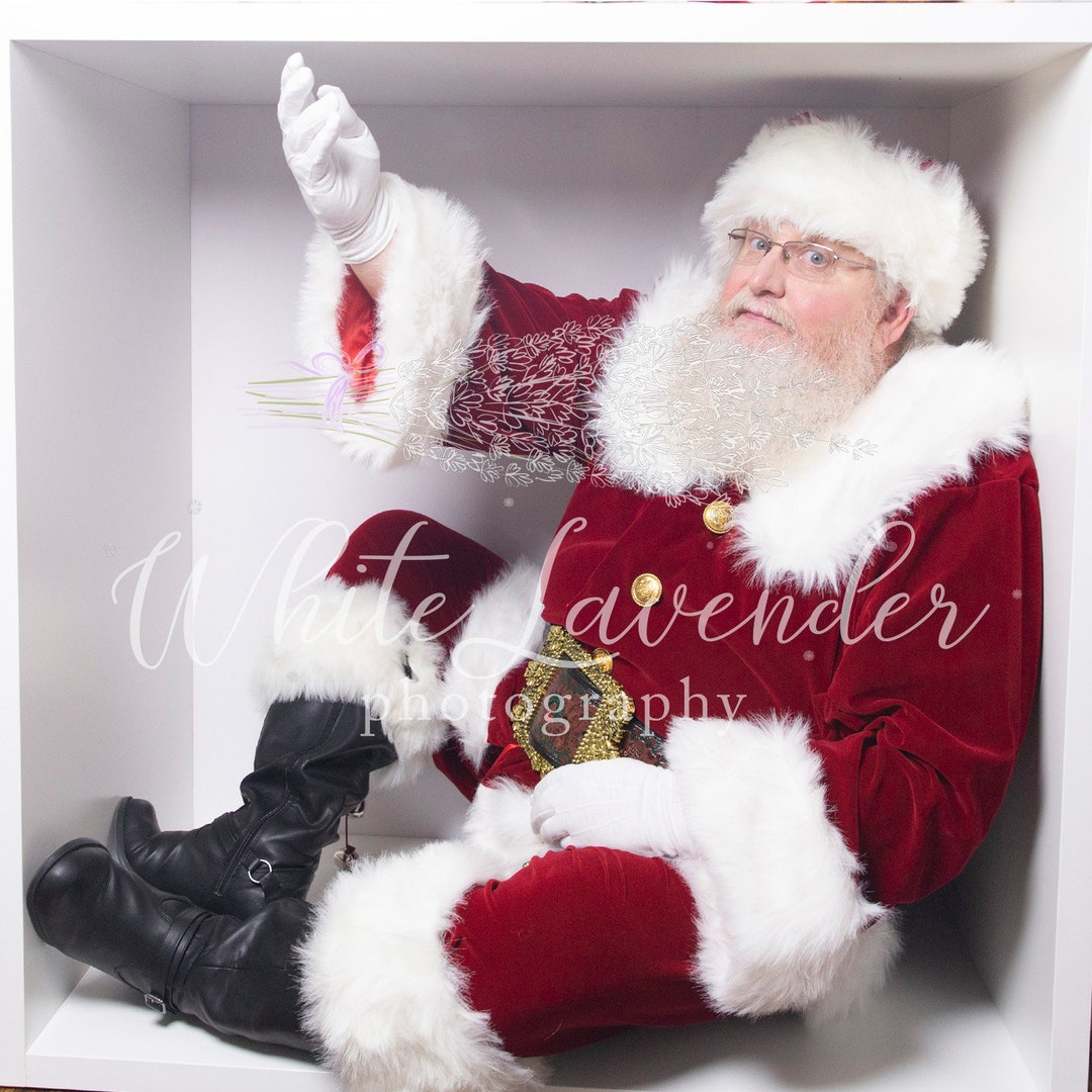 Santa in Box Photography Overlay - Reaching up and Looking Forward - Etsy