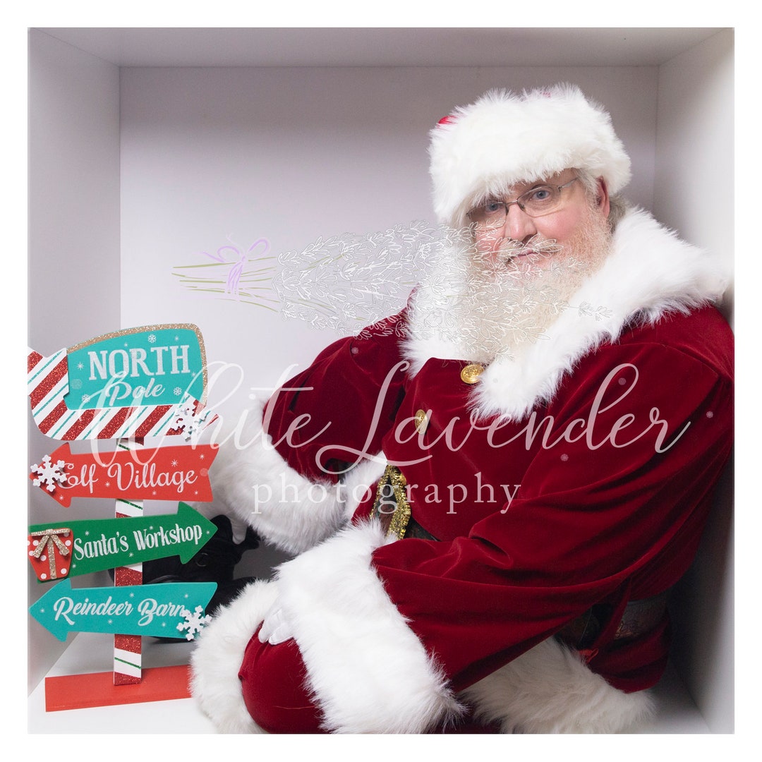 Santa in Box Photography Overlay - Direction Sign - North Pole - Etsy