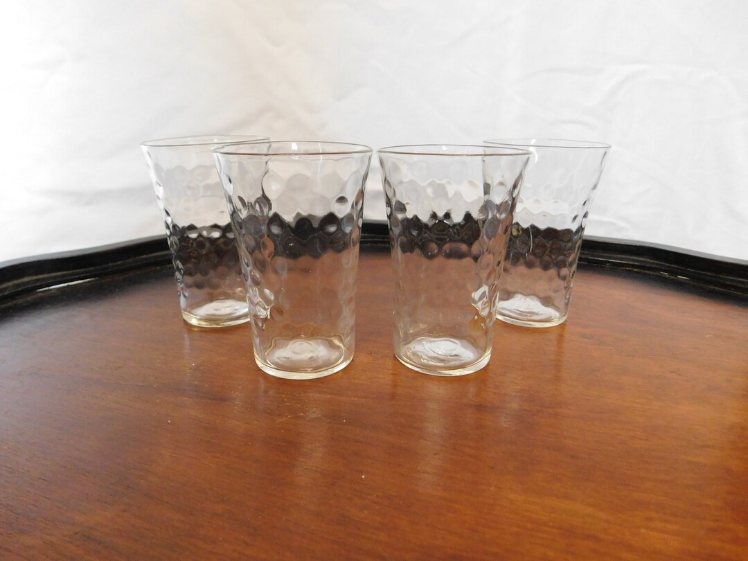 Vintage Set of 4 Hand Blown Clear Glass Liquor / Shot Glasses With Dot ...
