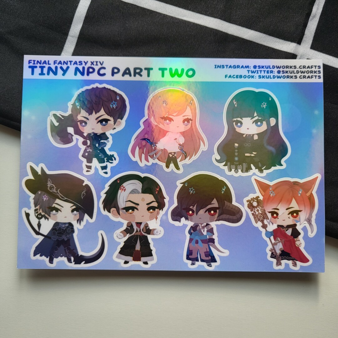 Final Fantasy XIV 'tiny NPC' Holographic Sticker Sheet Ardbert, Ryne ...