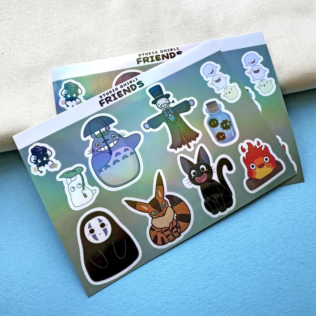 Jiji, No Face, Totoro, Turnip Head, Calcifer, Teto Holographic Sticker ...
