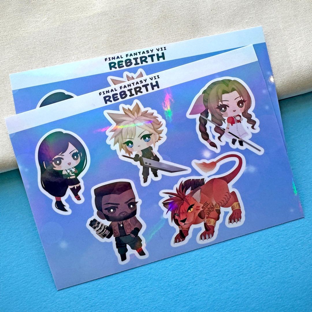 Final Fantasy VII Rebirth - Holographic Sticker Sheet - Cloud, Tifa ...