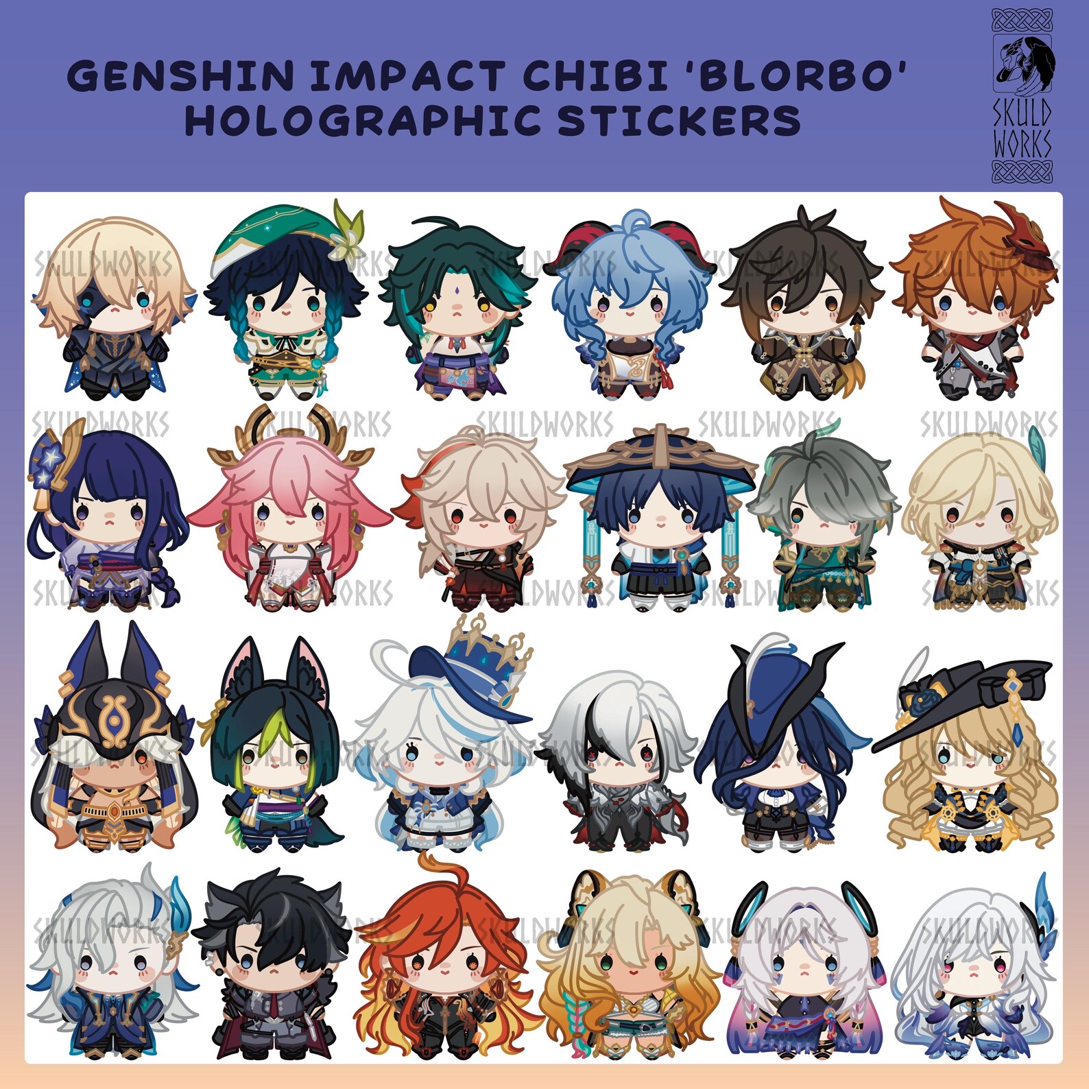 Genshin Impact - Rainbow Holographic Chibi Stickers - Including Flins ...