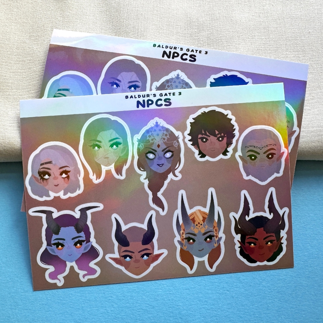Baldur's Gate 3 Npcs Holographic Sticker Sheet Isobel, Aylin, Orin ...
