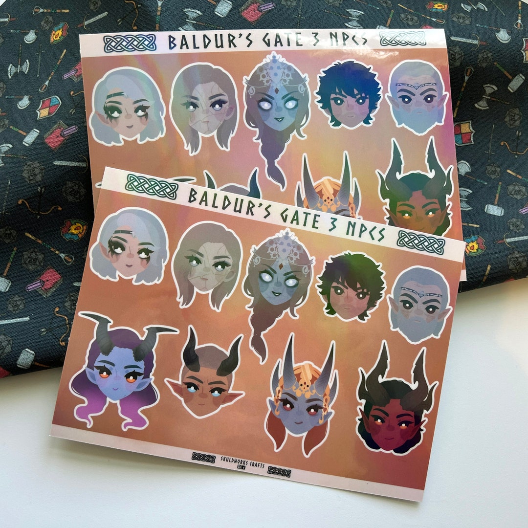 Baldur's Gate 3 Npcs Holographic Sticker Sheet Isobel, Aylin, Orin ...