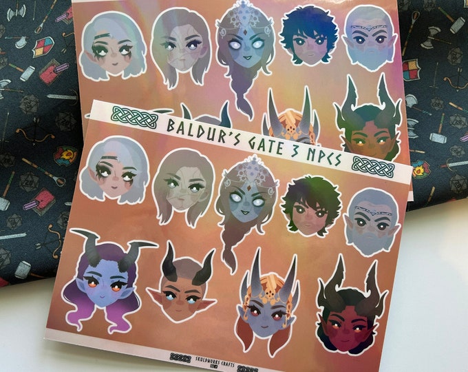 Baldur's Gate 3 Npcs Holographic Sticker Sheet Isobel, Aylin, Orin ...