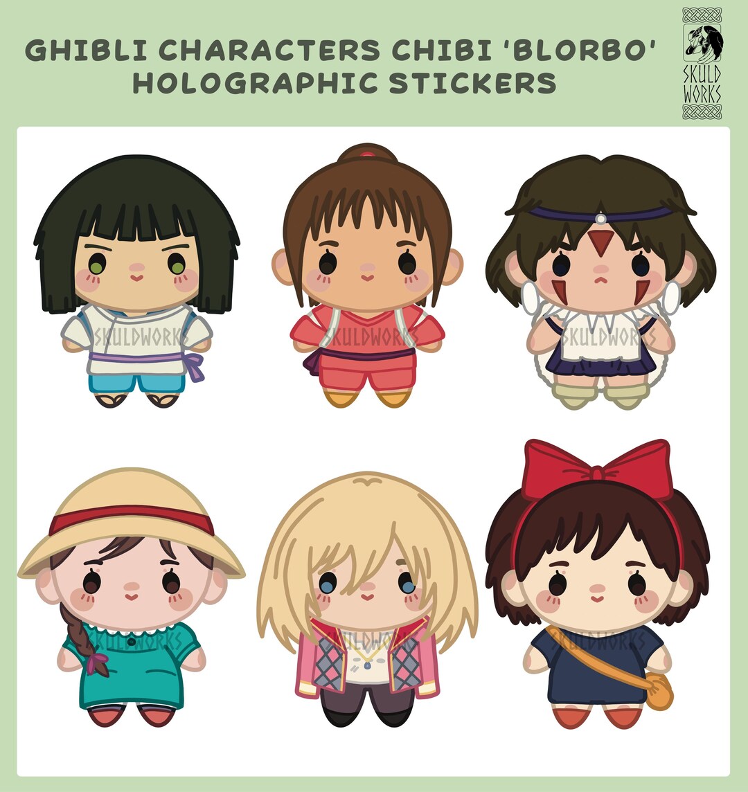 Chihiro, Haku, Howl, Sophie, San, Kiki Rainbow Holographic Chibi ...