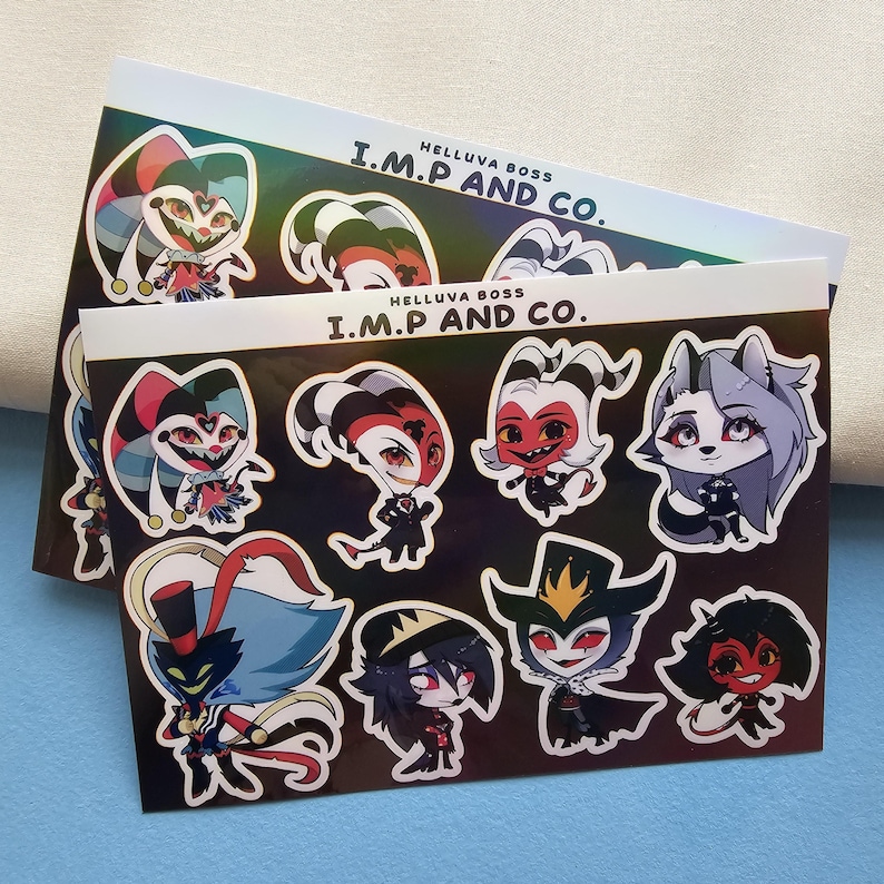 Helluva Boss - Holographic Sticker Sheet - Blitzo, Moxxie, Millie ...