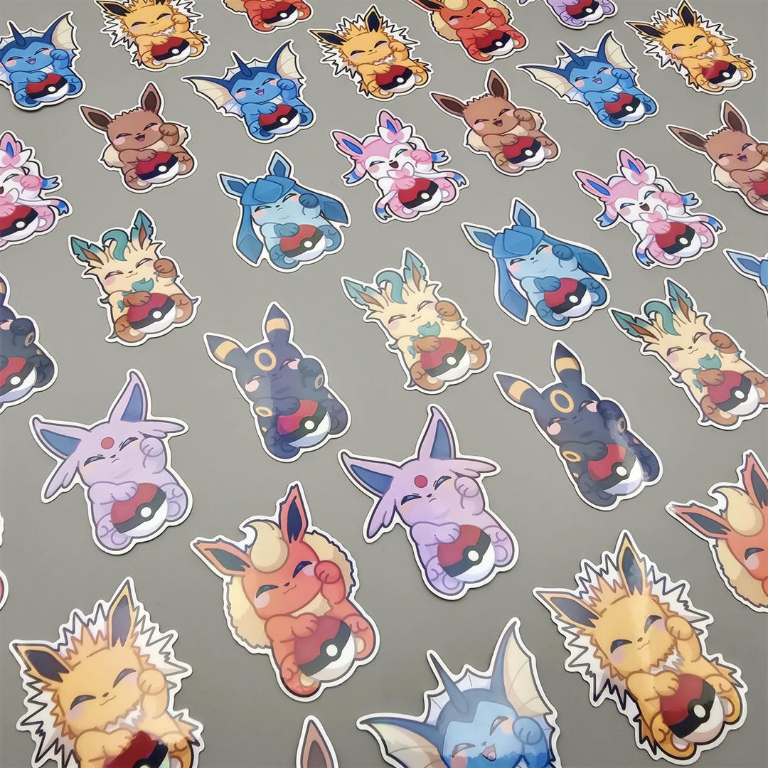 Pokemon Eeveelution 'lucky Cat' Stickers - Vaporeon, Jolteon, Flareon ...