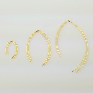 Thin Solid Gold Open Hoop Threader Earrings 14k 18k 22k 20 | Etsy