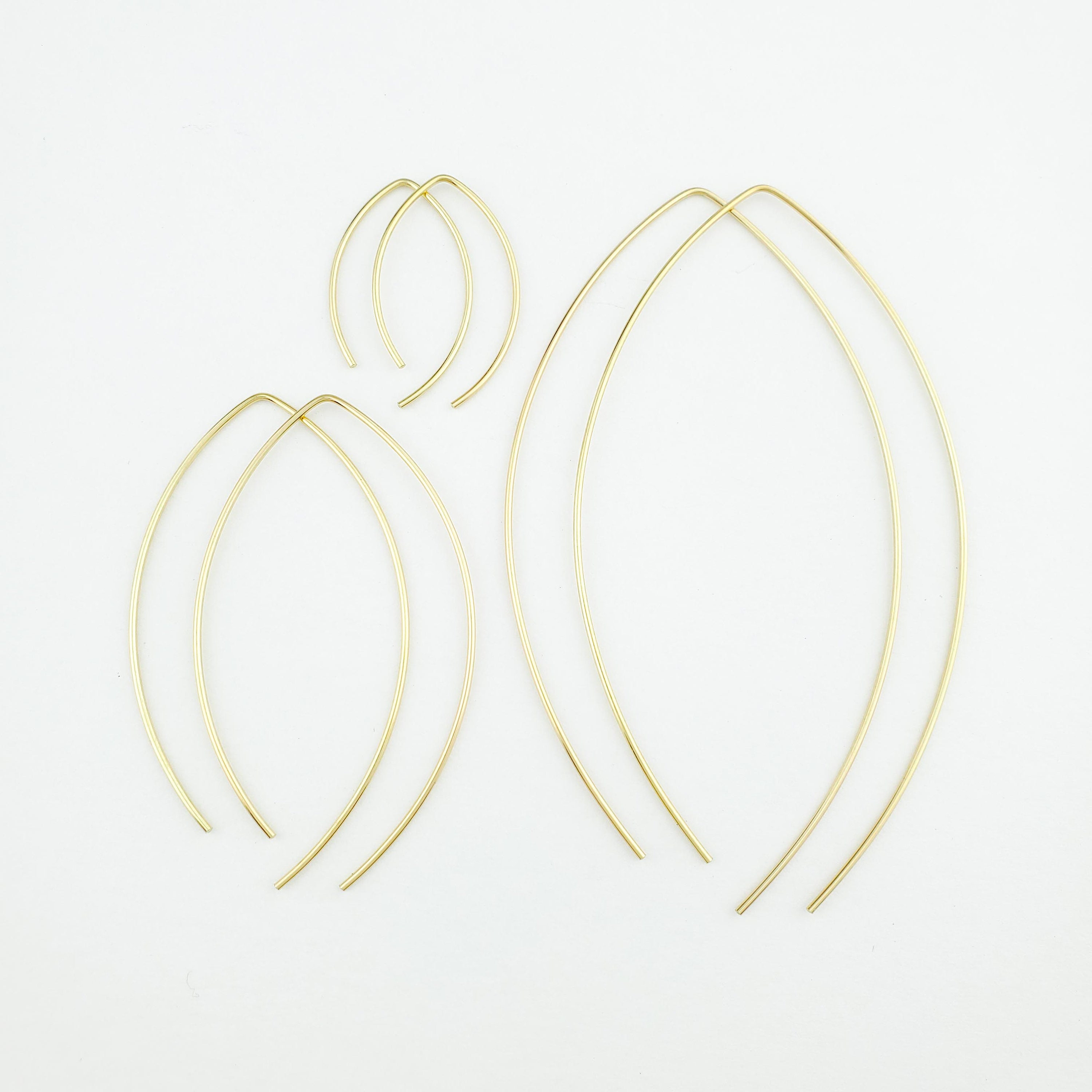 Thin Solid Gold Open Hoop Threader Earrings 14k 18k 22k Gold | Etsy