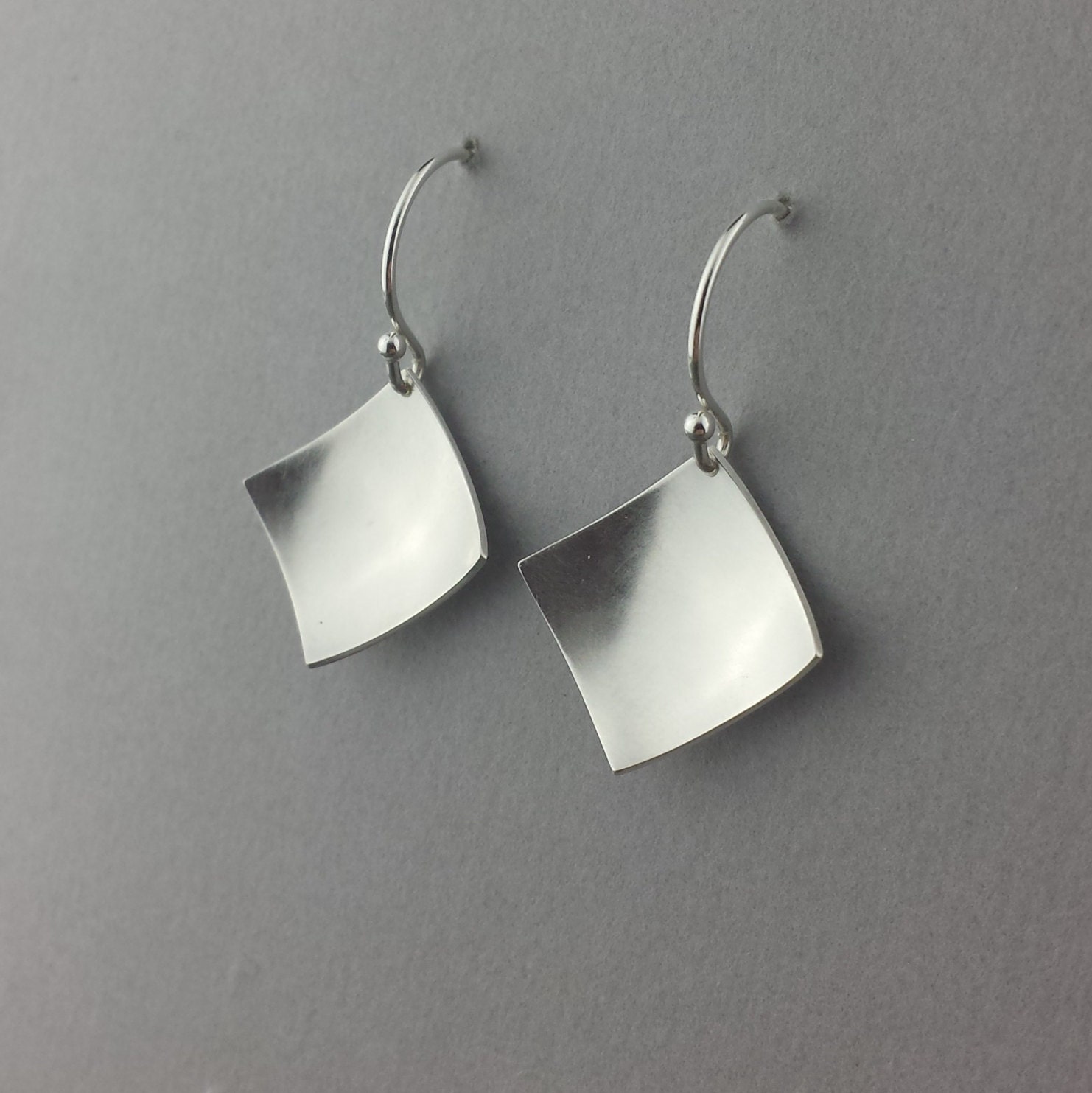 Square Diamond Sterling Silver Earrings Square Diamond Shape - Etsy