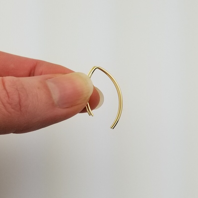 Thin Solid Gold Open Hoop Threader Earrings 14k 18k 22k 20 | Etsy