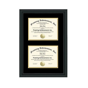 Double Diploma Frame Dual Certificate Frames Two Document Satin Matte ...
