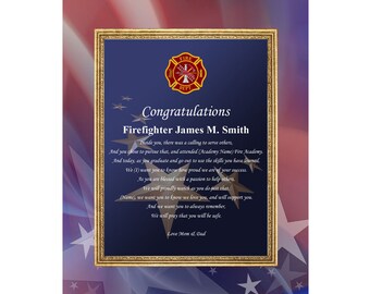 Personalized fire fighter picture frame and fireman gift. | Etsy