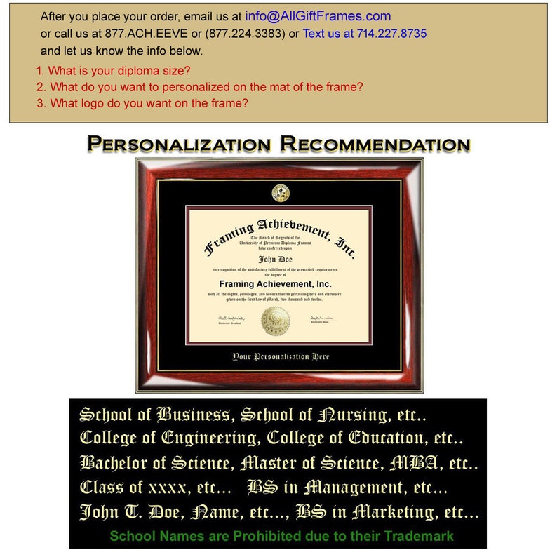 University Diploma Frame Gold Embossing College Major Degree | Etsy