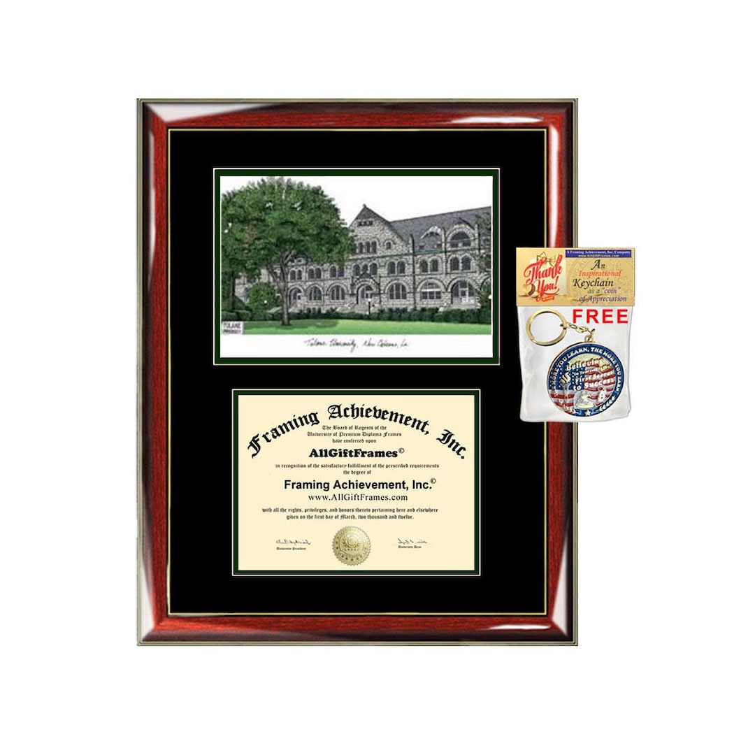 Tulane University Diploma Frame Lithograph Campus Image Tulane ...